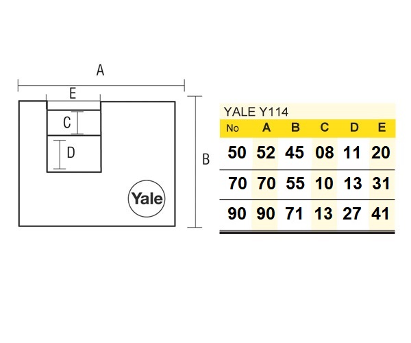 YALE Y114 Λουκέτο Τάκος
